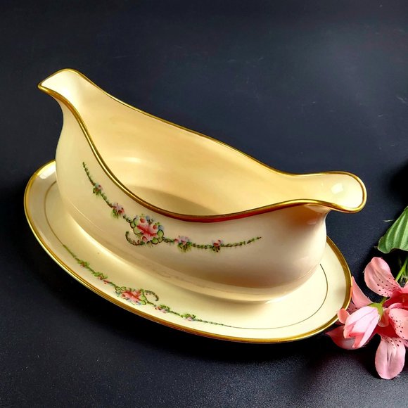Dining | Vintage Ransgil China June Rose Gravy Boat Oval Shaped Base 8 ...